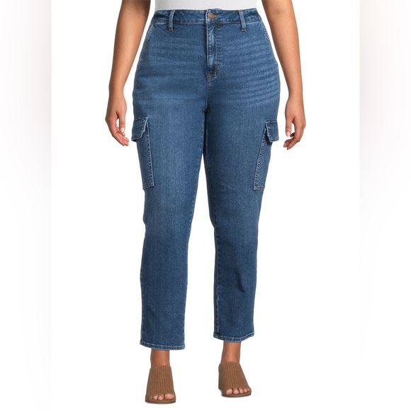 Terra & Sky | Jeans | Terra Sky Medium Wash High Rise Cargo Style ...